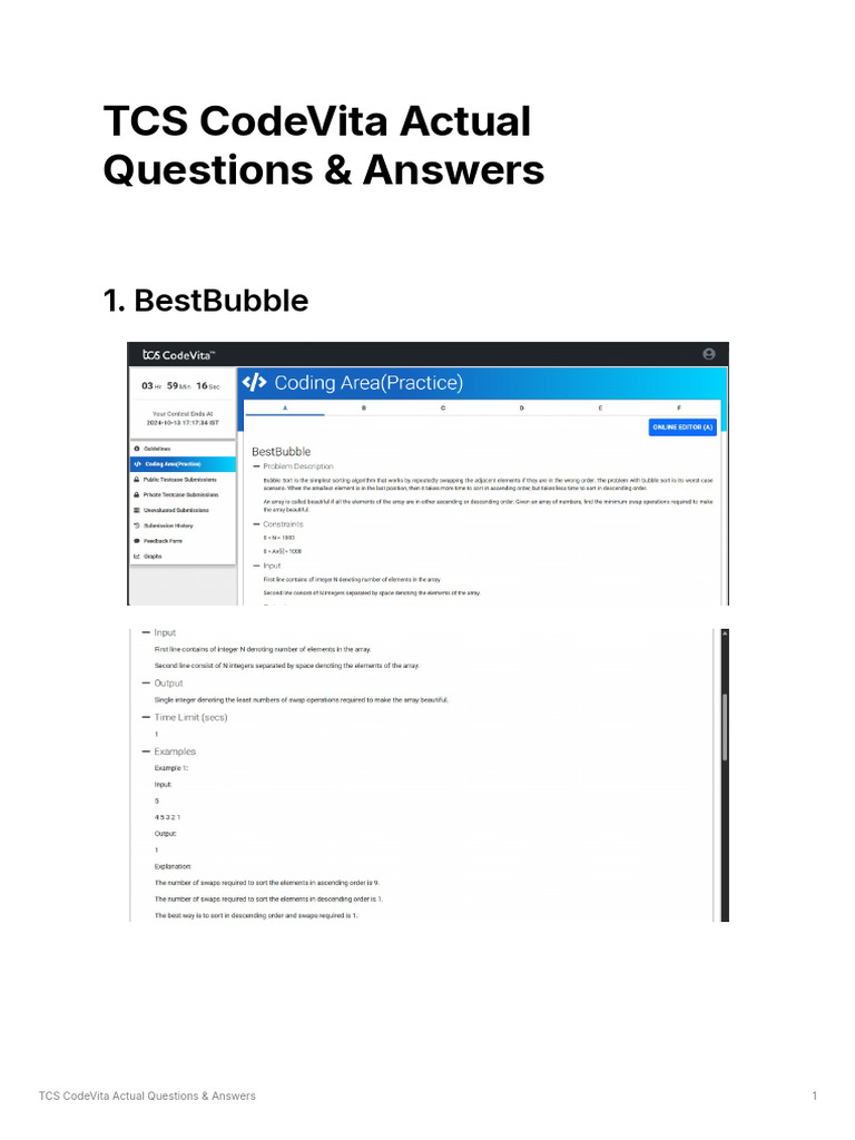 TCS CodeVita Actual Questions Answers | PDF | Programming Paradigms ...