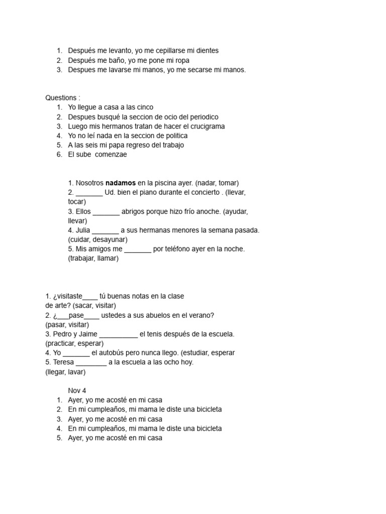 Spanish Warm Ups | PDF