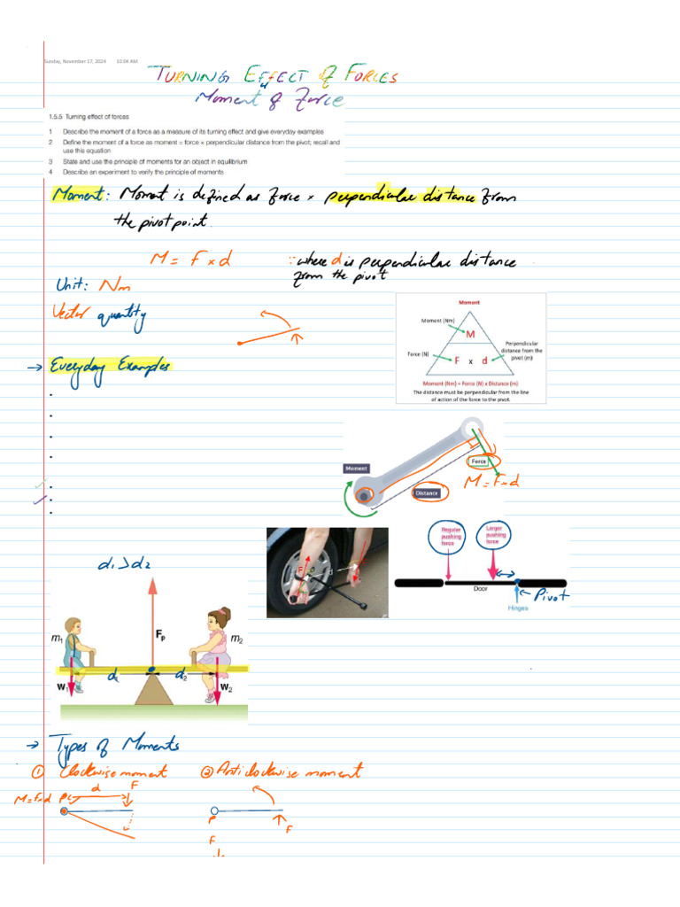 Turning Effect (Moment) of Forces | PDF