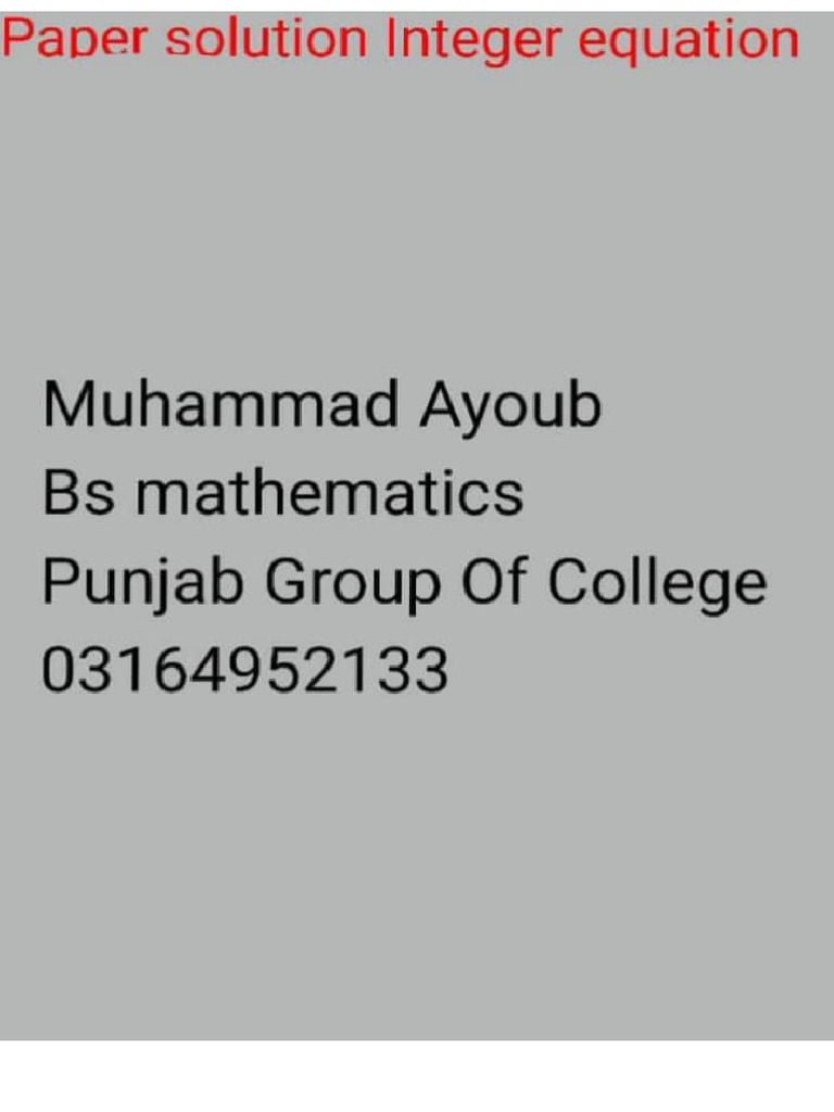 Integral Equation Paper Solution.... Ayoub | PDF