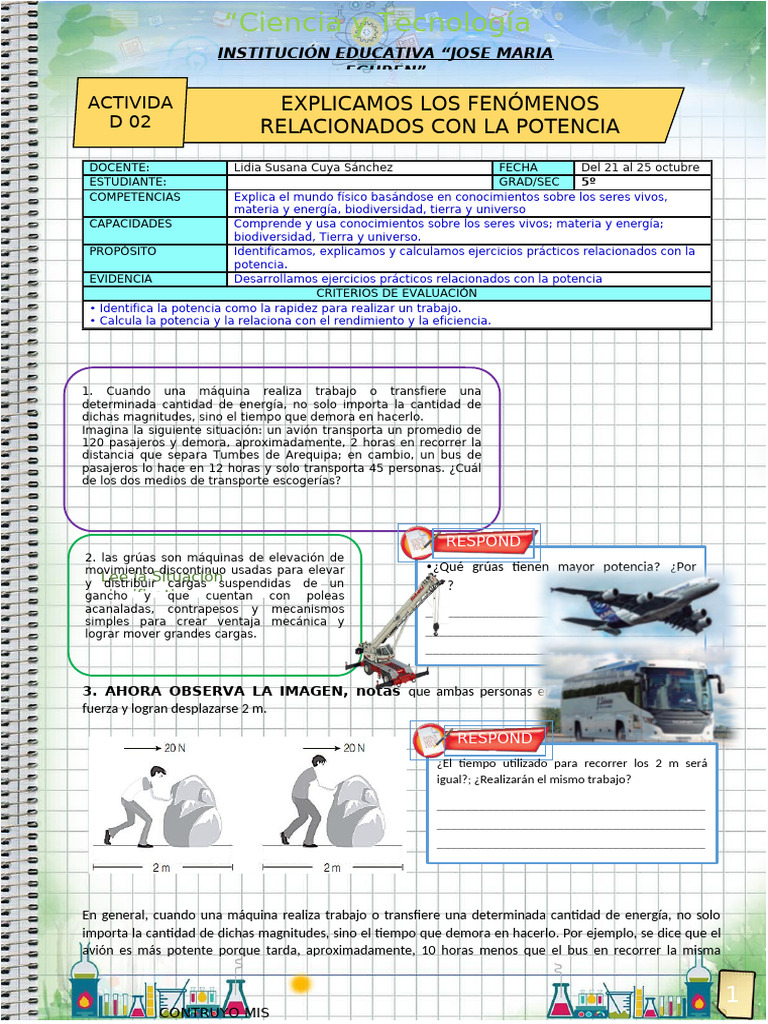 Ct5 Act2 Potencia | PDF | Vatio | Caballo de fuerza
