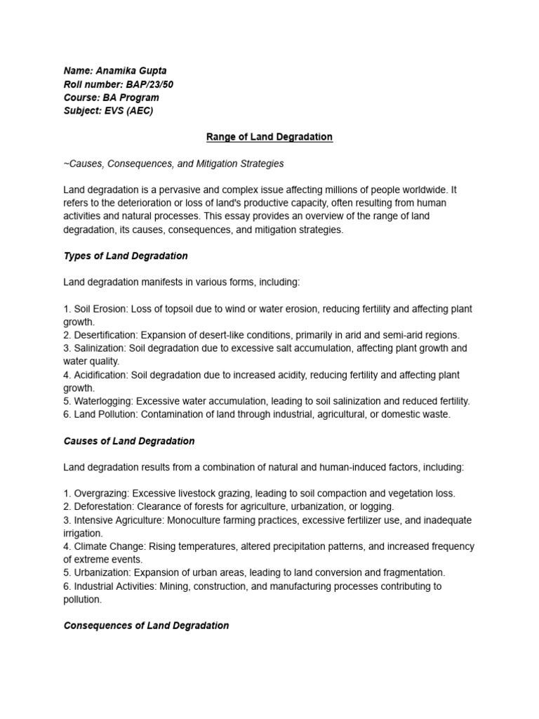 Notes On Land Degradation | PDF | Agriculture | Environmental Degradation