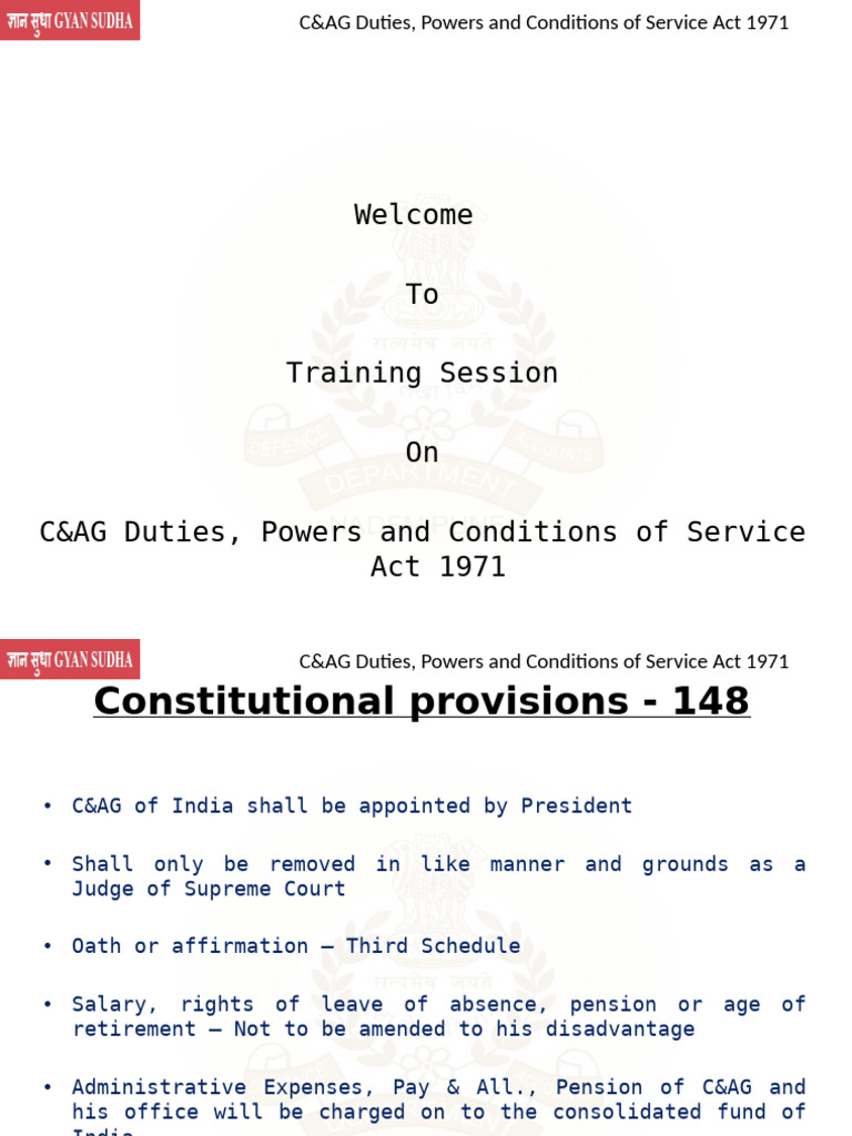 CAG Duties Powers Conditions DPC Act | PDF | Presidents Of The United ...