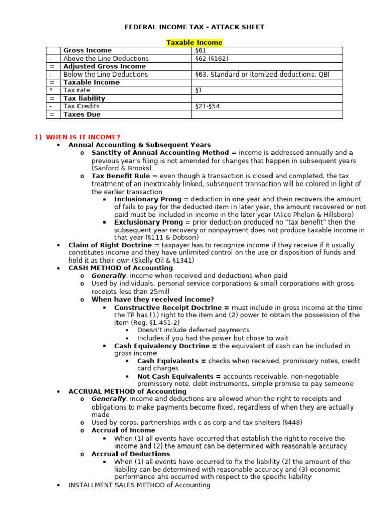 Fed Tax Attack Sheet | PDF | Tax Deduction | Income