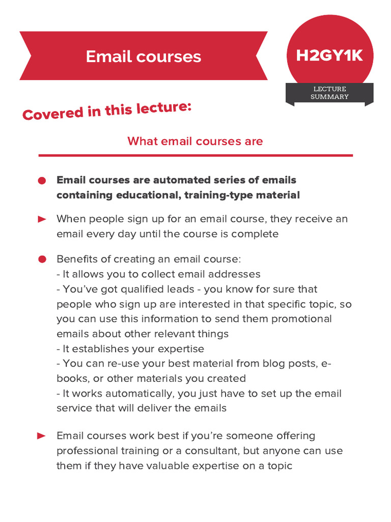 10.1 CHEAT SHEET - Email Courses | PDF | Career & Growth | Computers