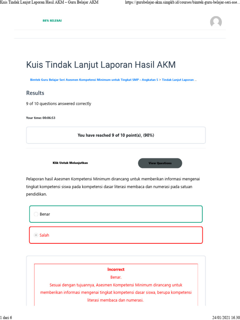 Tindak Lanjut Laporan Hasil AKM | PDF
