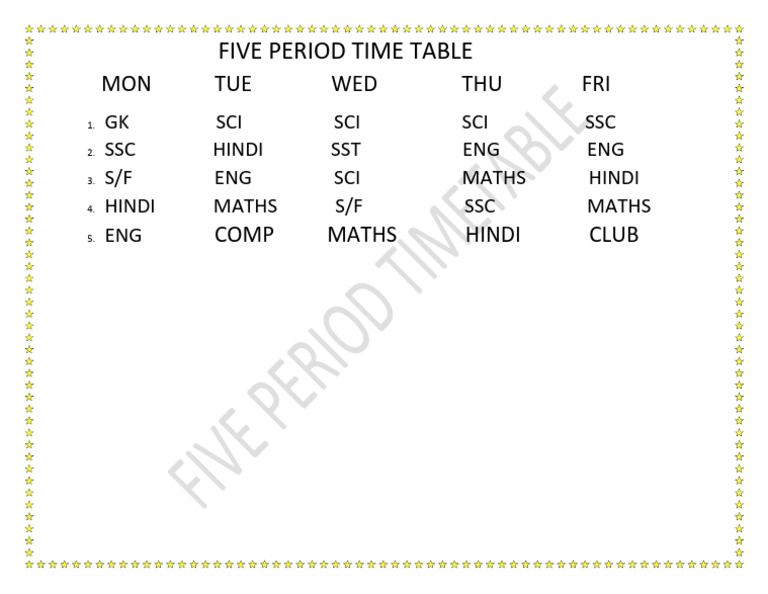 5 Period Timetable | PDF