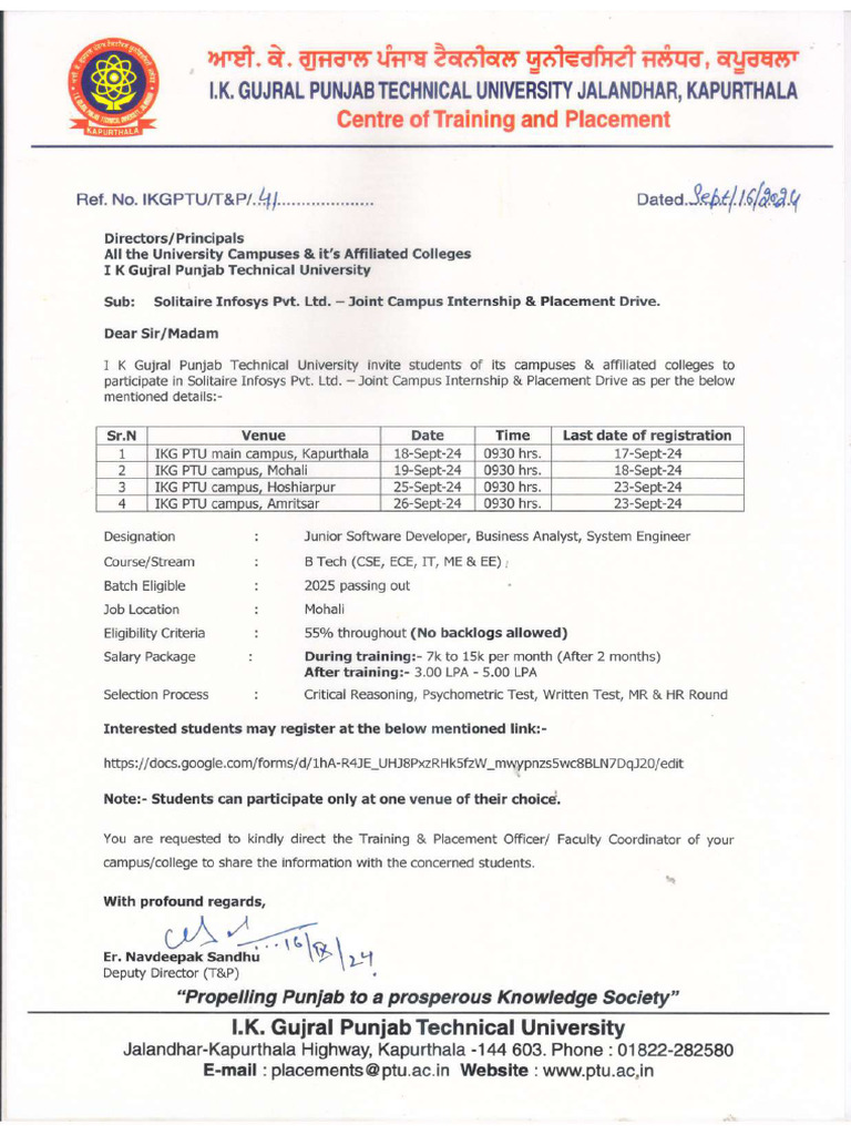 Solitaire Infosys Placement Drive | PDF