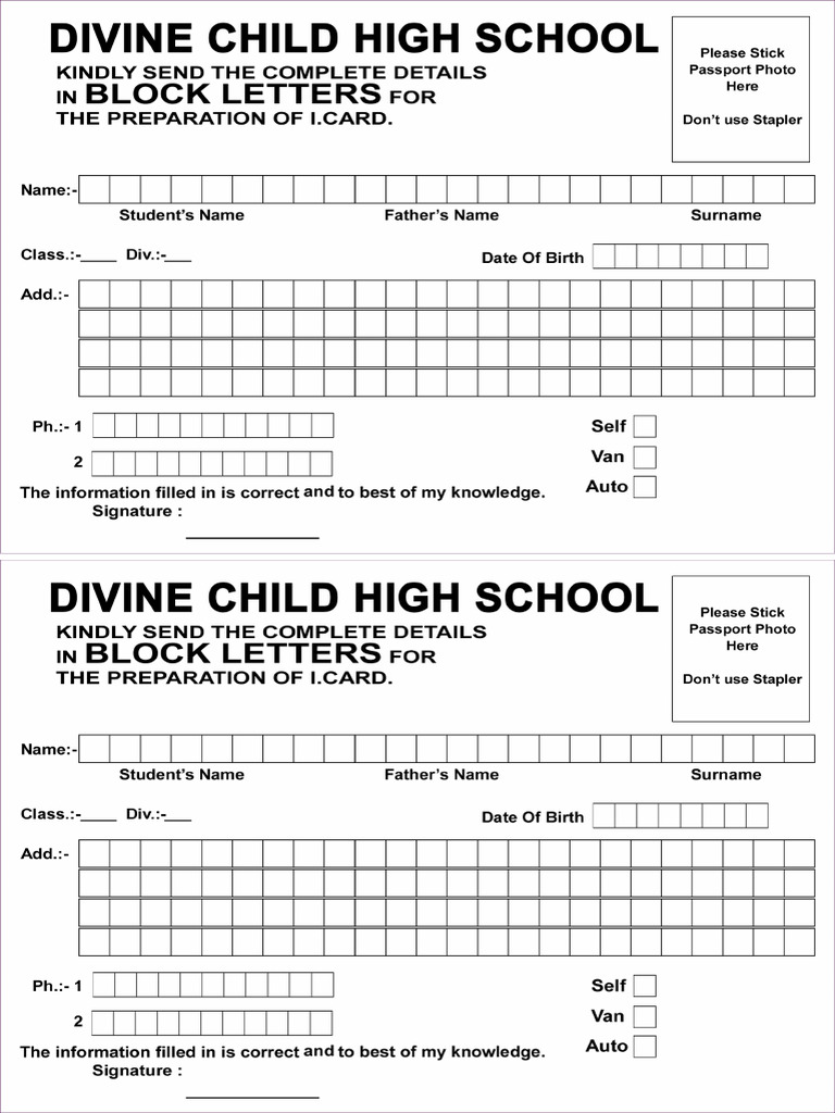 Class XII Students List With Pending ID Card Form | PDF