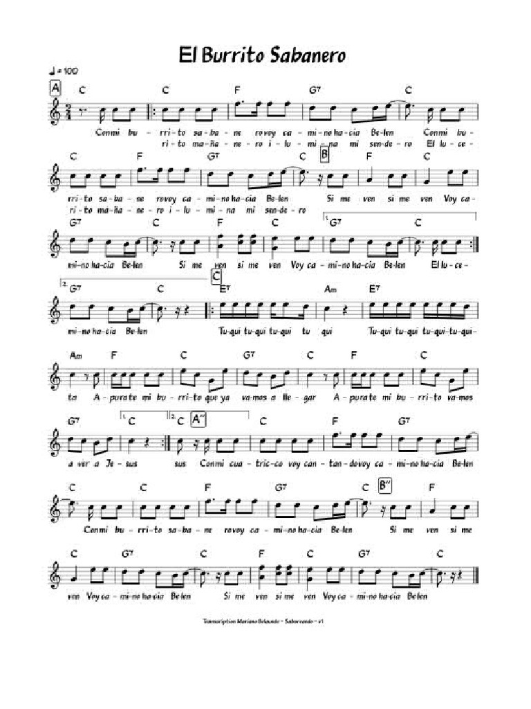 Partitura El Burrito Sabanero | PDF