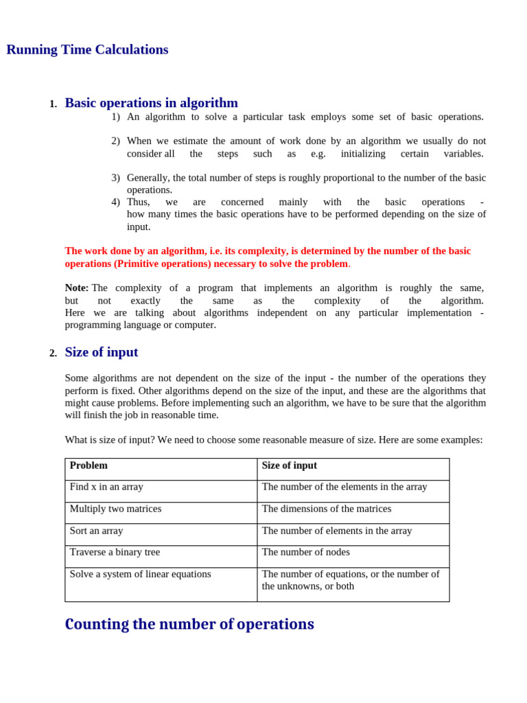 Running Time Calculation | PDF | Algorithms | Time Complexity