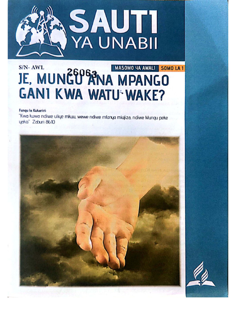 01 Sauti Ya Unabii Mungu Anampango Gani Na Watu Wake | PDF