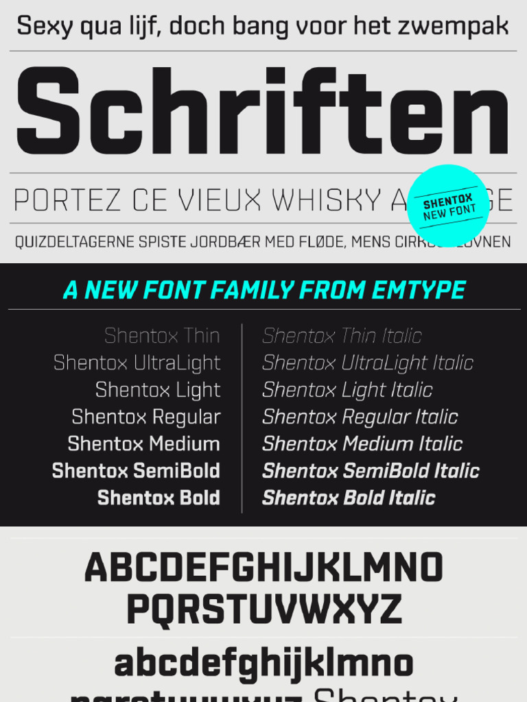 (Emtype) Shentox Family Typeface Documentation | PDF
