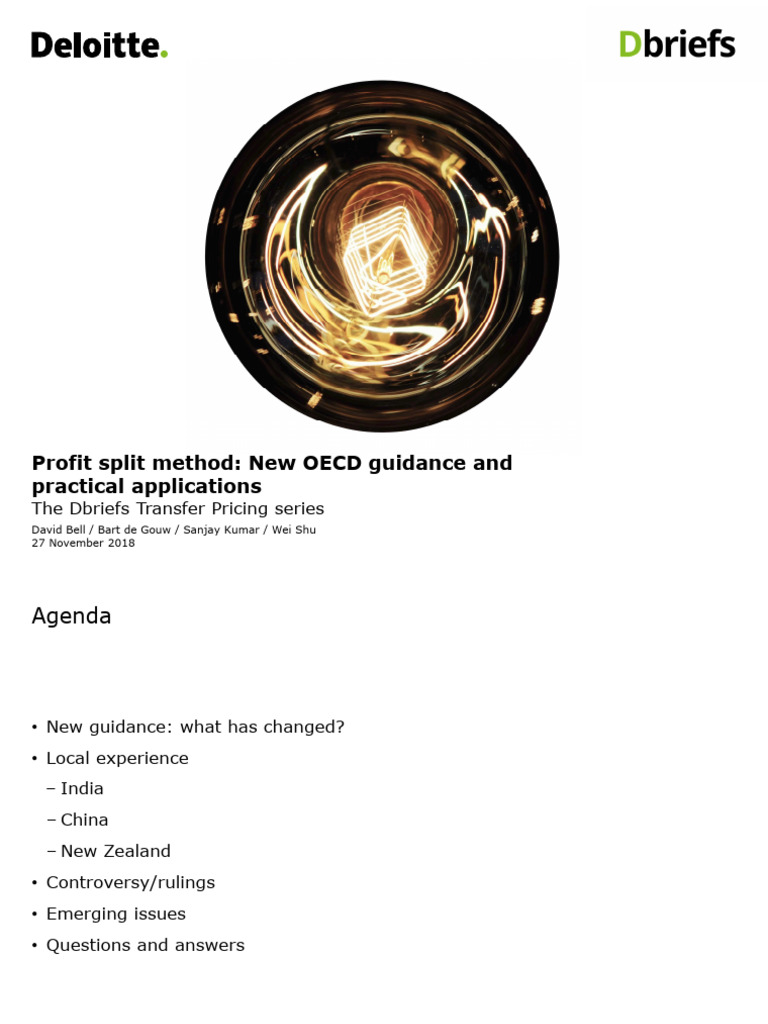 In Tax Profit Split Method New Oecd Guidance Practical Applications ...