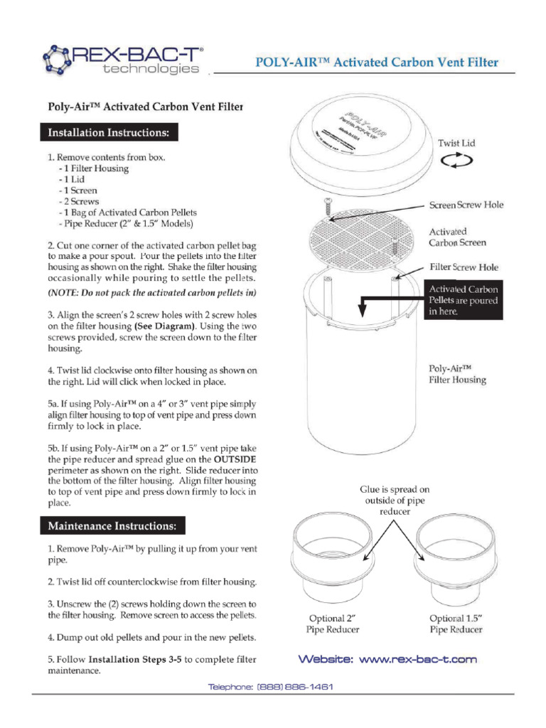 Polylok Activated Carbon Vent Stack Filter Instructions | PDF