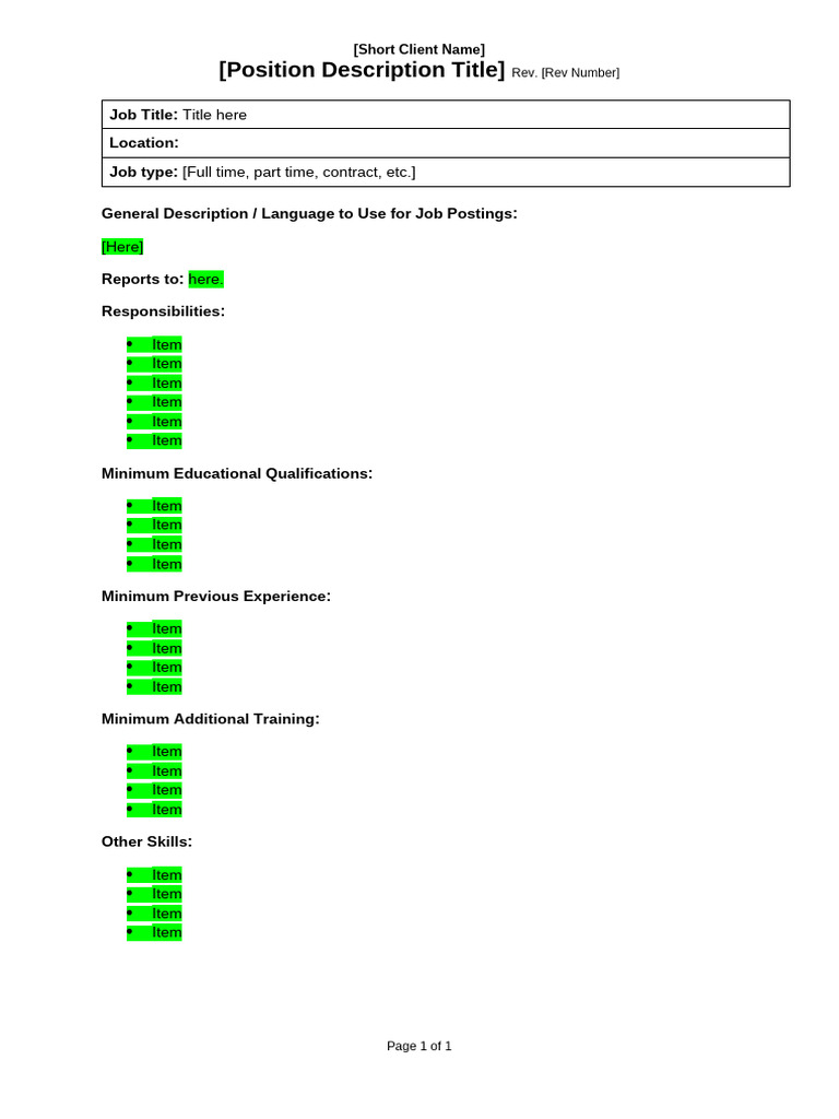 Form - Position Description | PDF