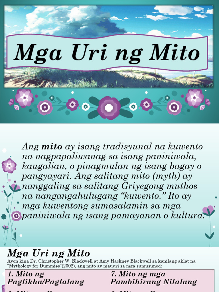 Q2 - Aralin - 1 Mga Uri NG Mito | PDF
