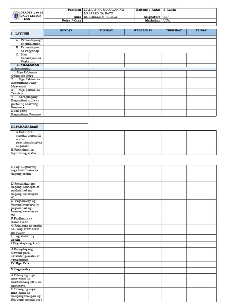 Esp 8 Weekly DLL | PDF