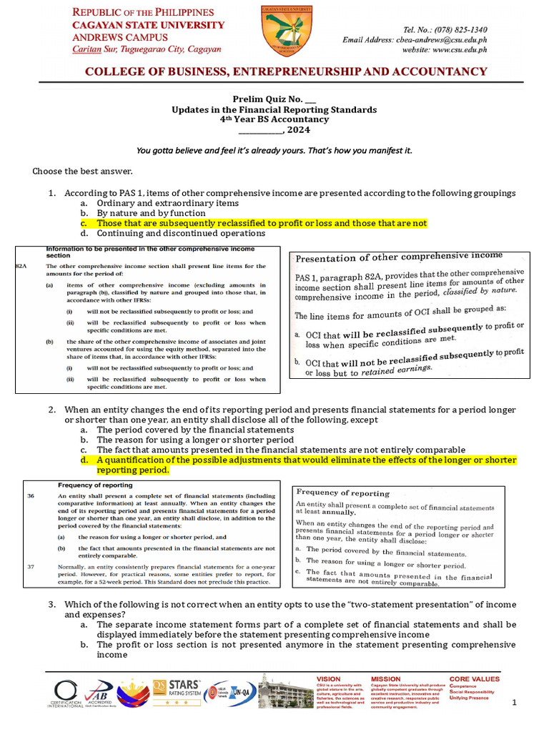 Prelim Quiz Answer Key | PDF | Derivative (Finance) | Earnings Per Share