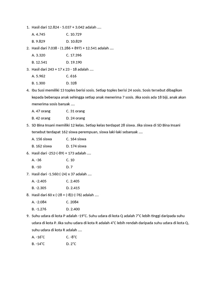 Latihan Operasi Hitung | PDF | Metode & Bahan Ajar