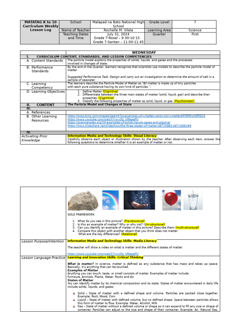 Sci7 Q1 LC2 | PDF | Matter | Gases