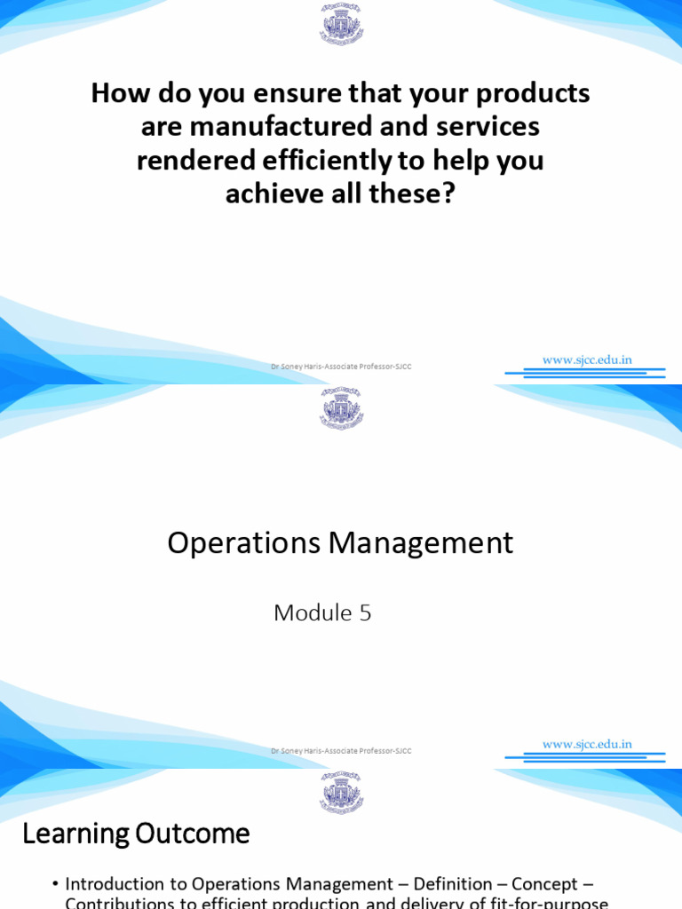 OM - Module 5 | PDF | Supply Chain Management | Sales