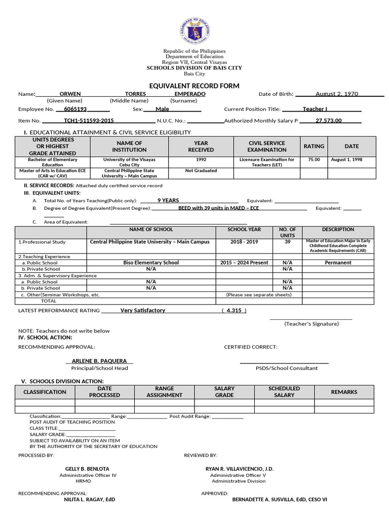 ERF New Form Official | PDF | Vocational Education | Titles