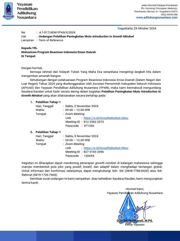 Pelatihan Growth Mindset Mahasiswa | PDF