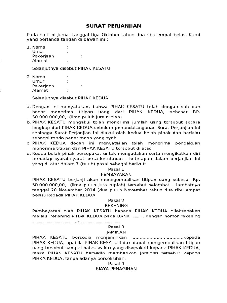 Surat Perjanjian | PDF