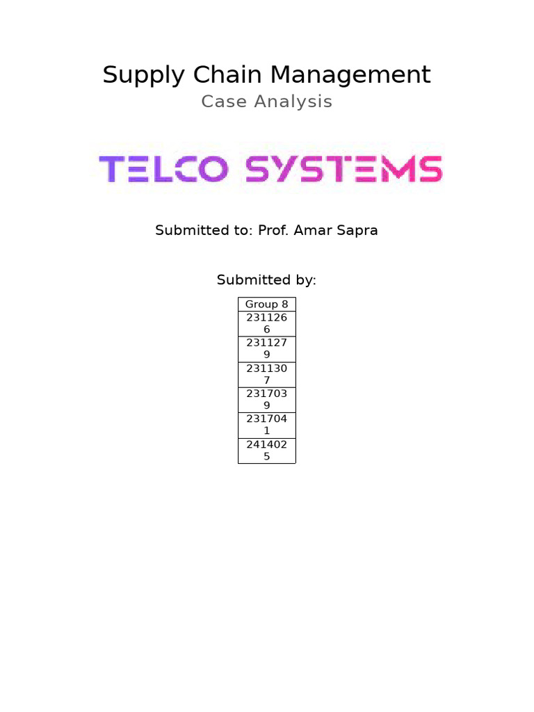 SCM Telco Case Analysis Group 8 | PDF | Computers