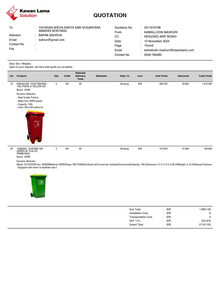 Quotation #2411010198 | PDF | Business