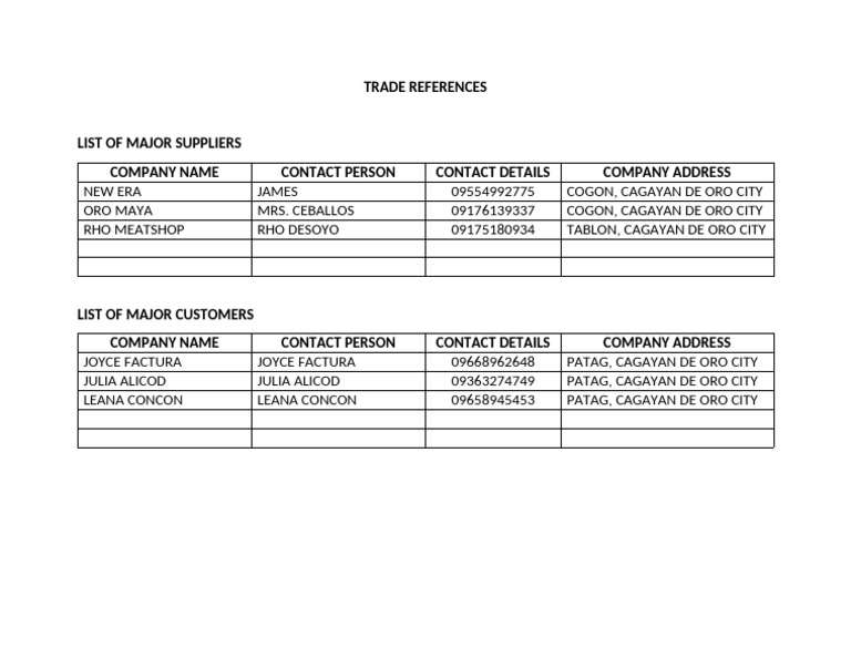 Trade References | PDF