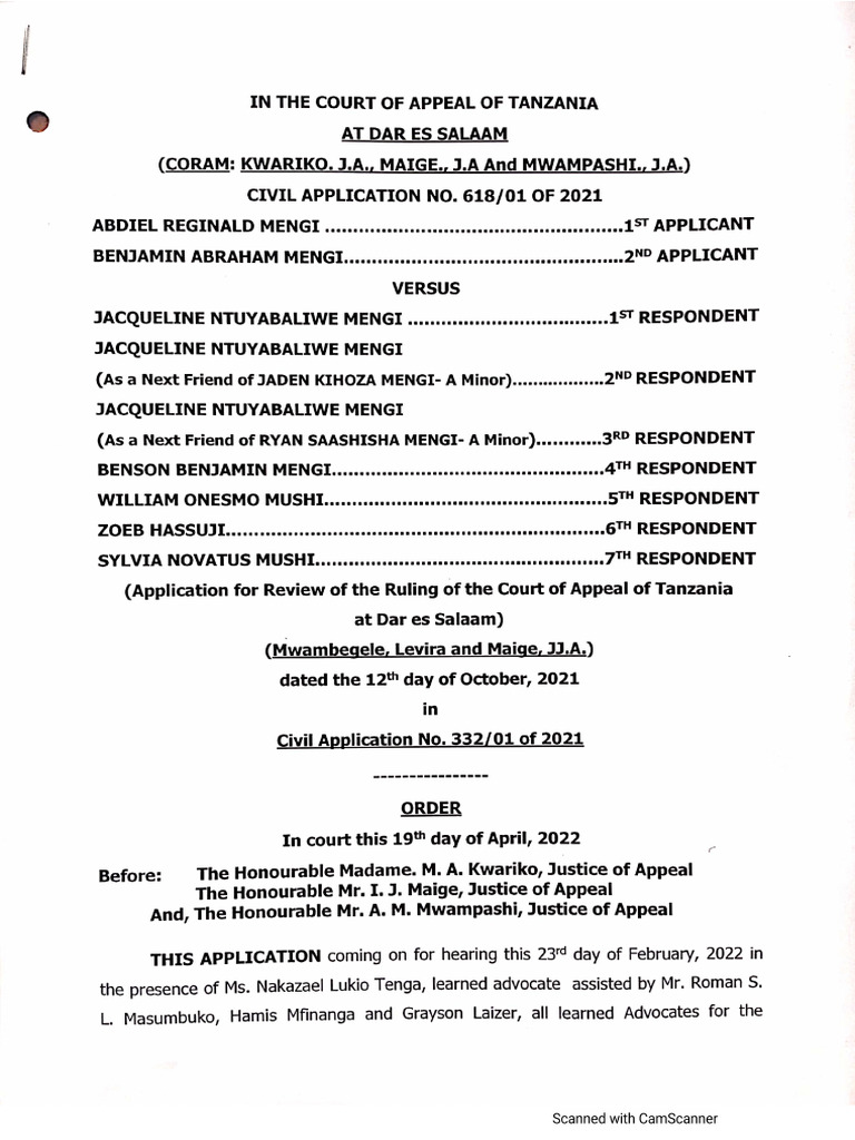 Review Abdiel Reginald Mengi V Jacqueline Zechariah Wakili Msomi | PDF