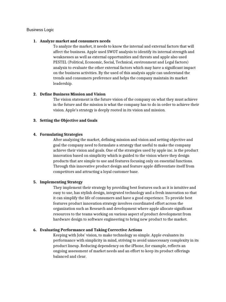 Business Logic - Group 1 - Apple | PDF | Risk | Strategic Planning