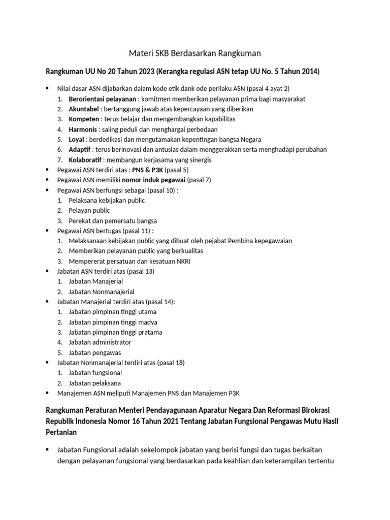 Materi SKB Berdasarkan Rangkuman | PDF