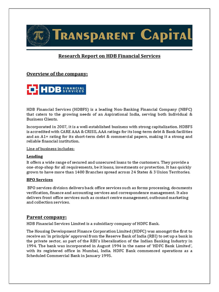 HDB Financial Services Report 2023 | PDF | Loans | Debt