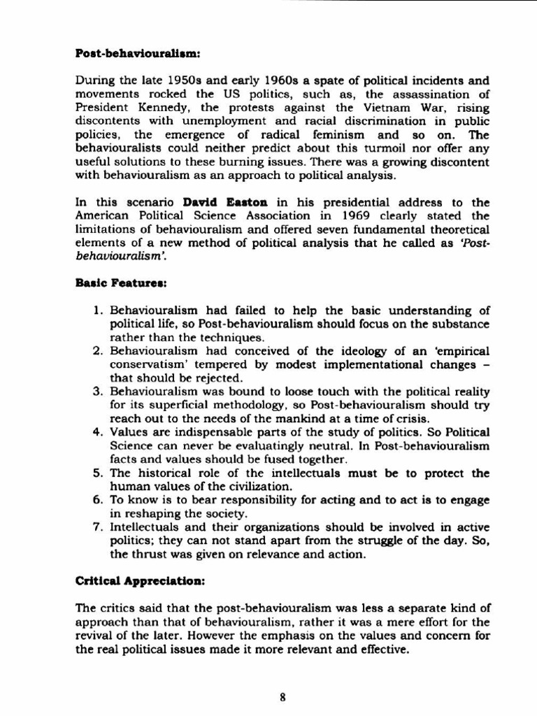 BA-1st Sem-Post Behaviouralism | PDF