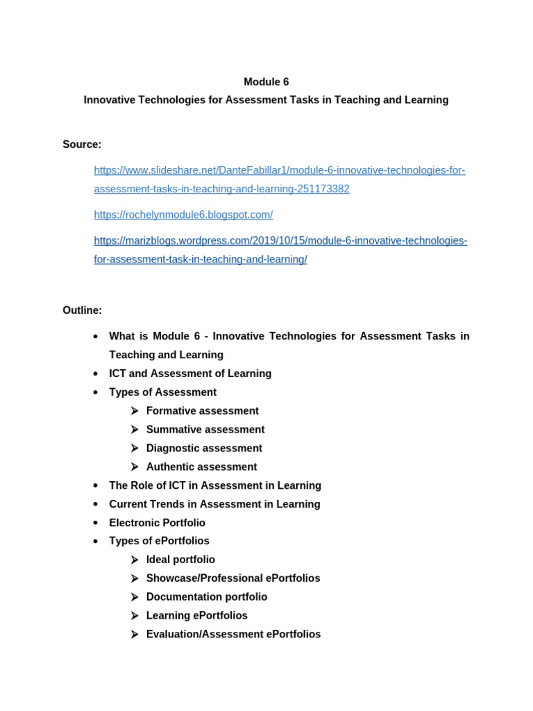 Module 6 main | PDF | Educational Assessment | Educational Technology