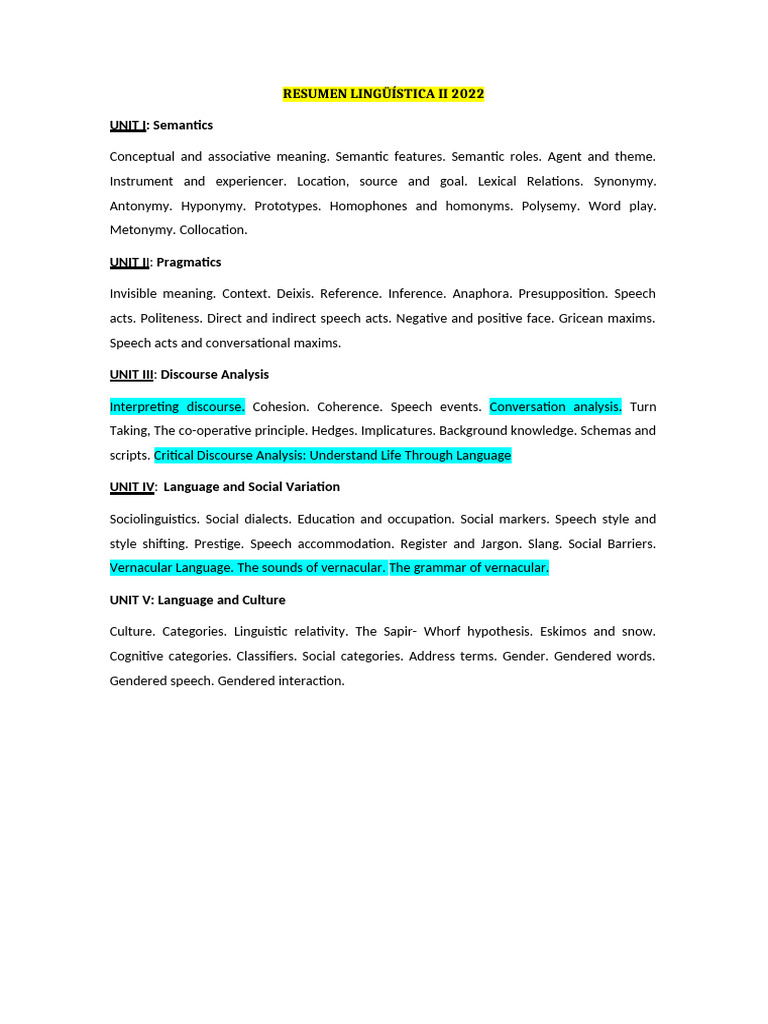 Resumen Lingüística Ii 2022 | PDF | Semantics | Question