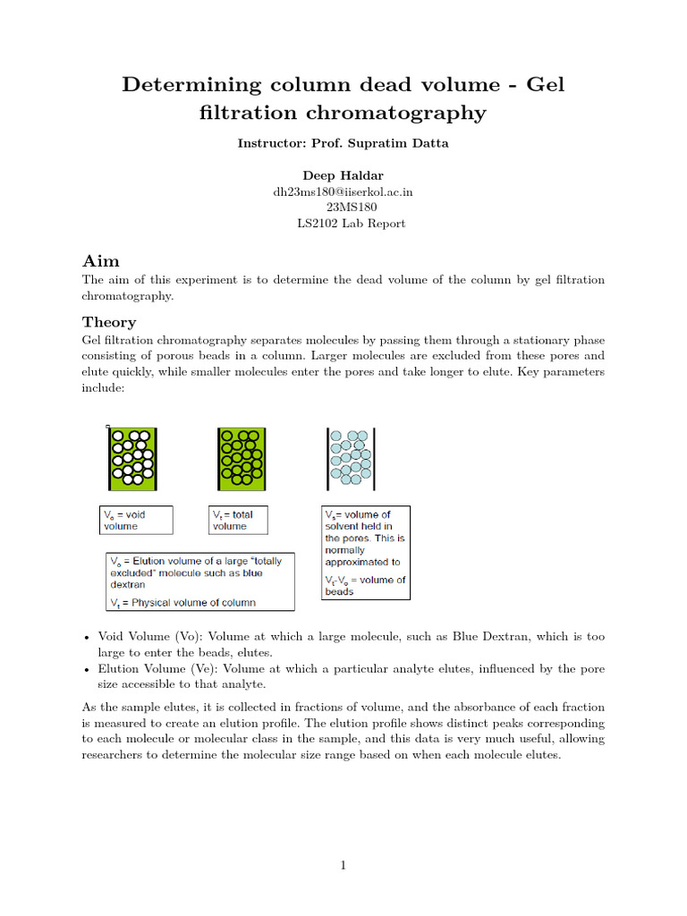 Measuring Dead Volume in Gel Filtration | PDF | High Performance Liquid ...