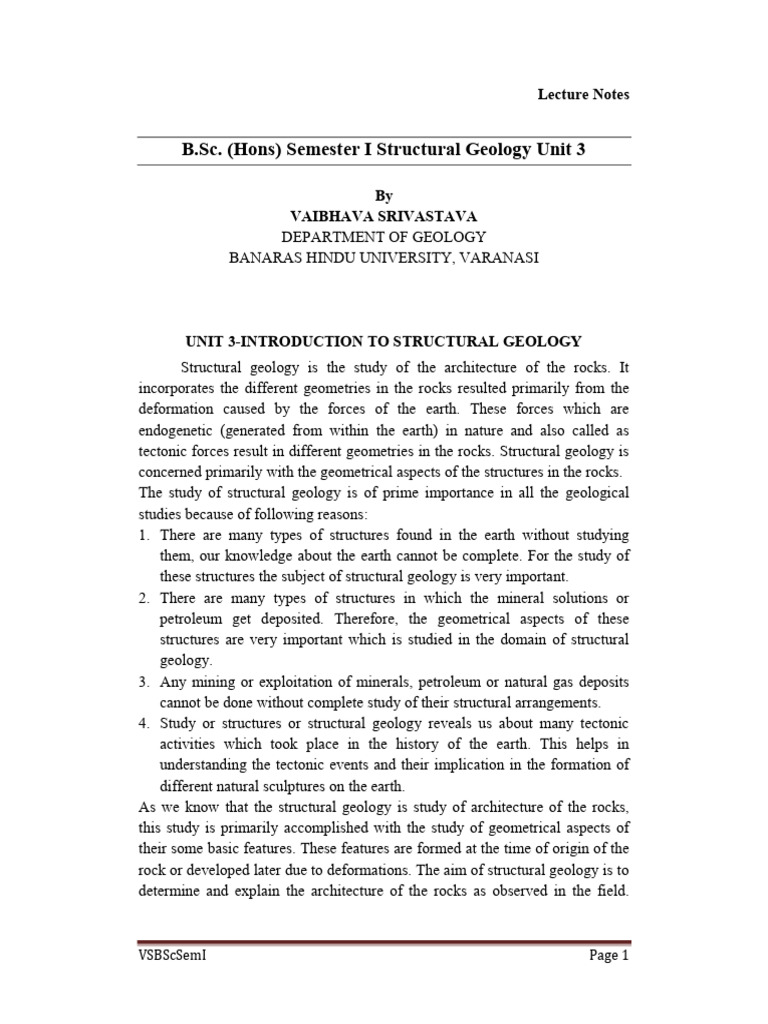 Structural Geology Notes SEM-1 | PDF | Compass | Contour Line