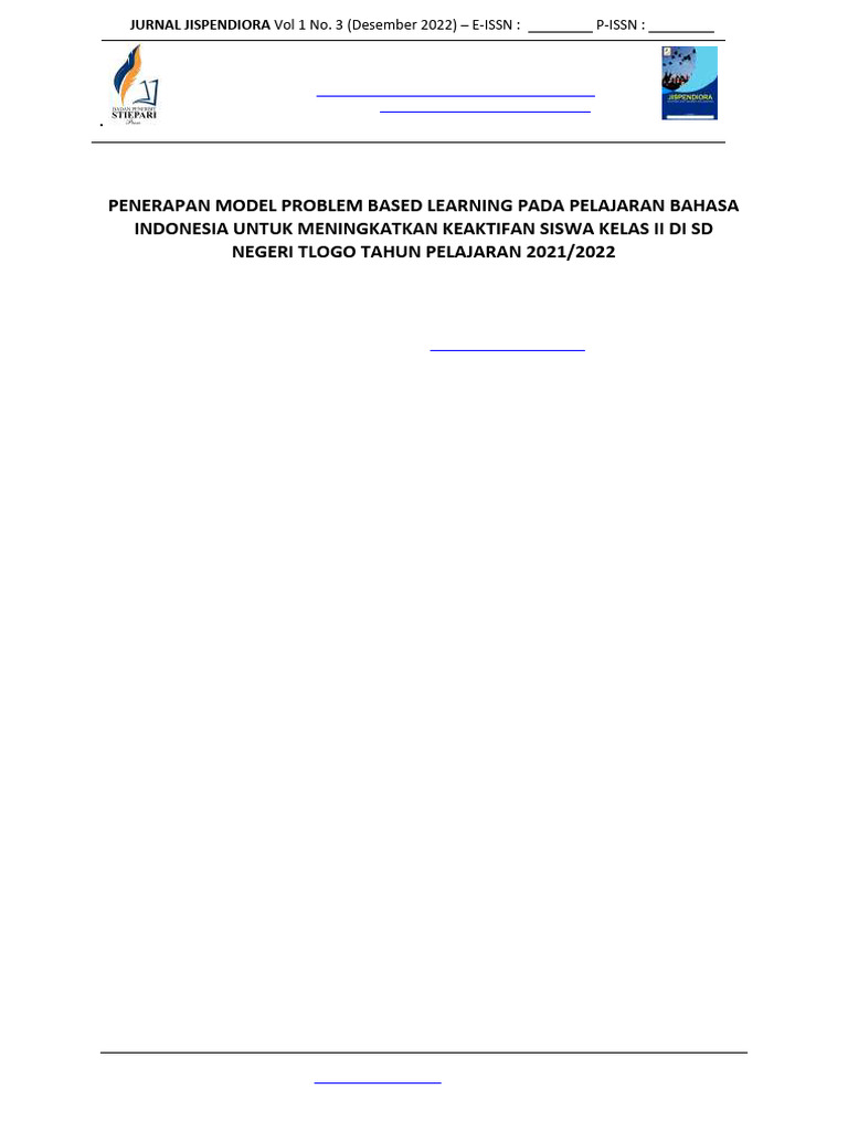 87-106 Penerapan Model Problem Based Learning Pada Pelajaran Bahasa Indonesia Untuk Meningkatkan ...