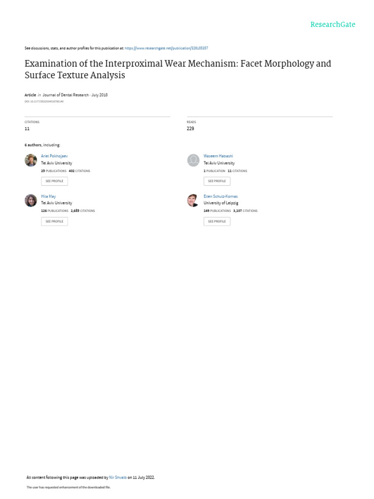 Examinationofthe Interproximal Wear Mechanism | PDF | Wear | Principal ...