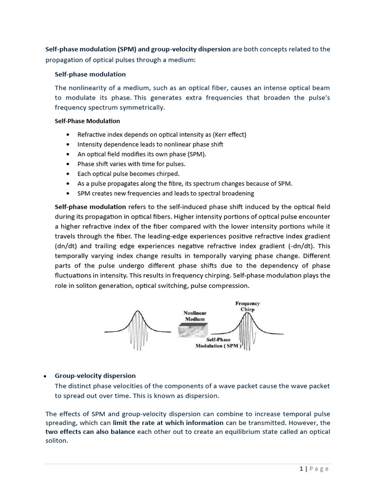 XPM SPM FWM Soliton Nov 18-11-2024 | PDF | Soliton | Dispersion (Optics)