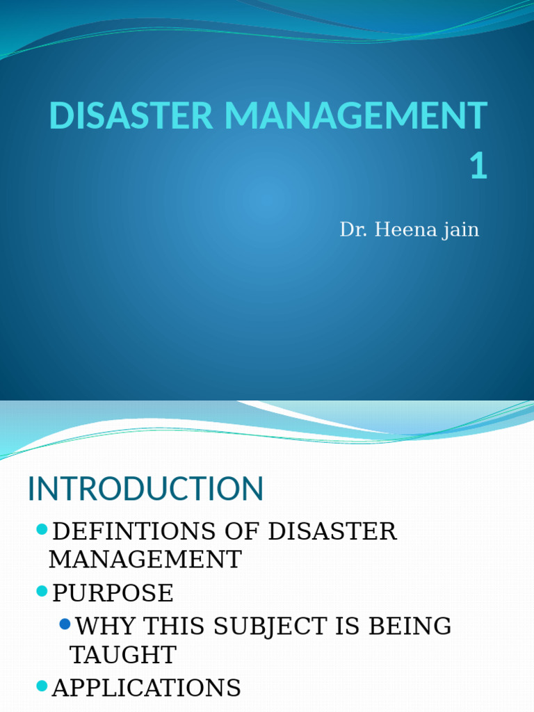 DM - 1 Introduction To Disaster Management-1 | PDF | Emergency ...