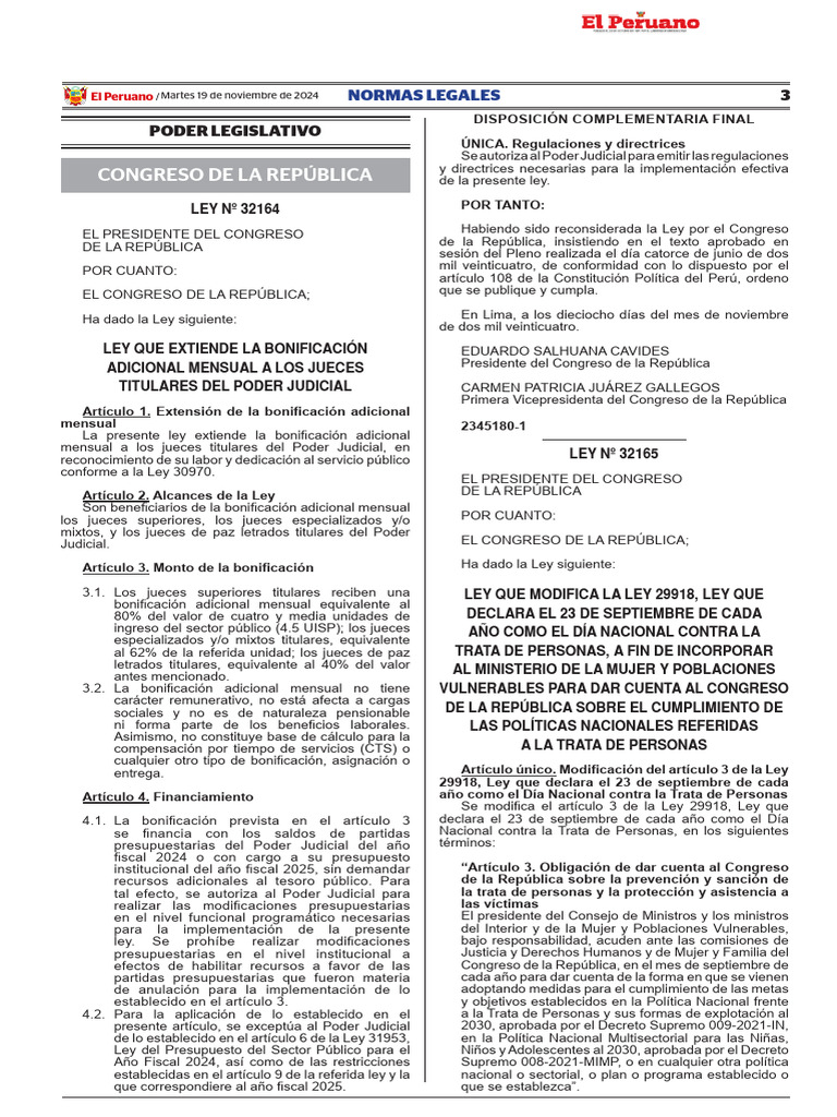 Congreso de La República: Normas Legales | PDF | Perú | Ministerio (Departamento de Gobierno)