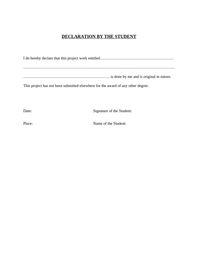 Declaration by Student | PDF | Career & Growth