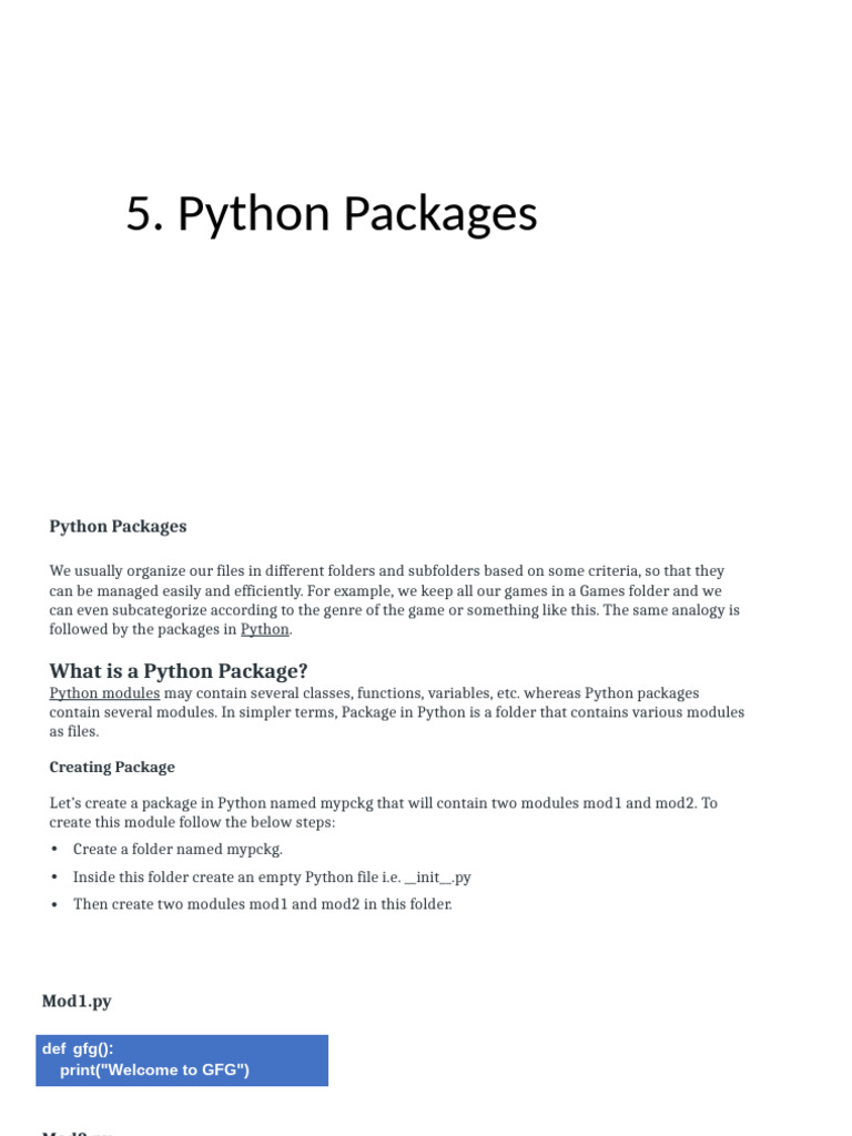 5.1 Python Packages, Installation, Use | PDF | Command Line Interface | Python (Programming ...