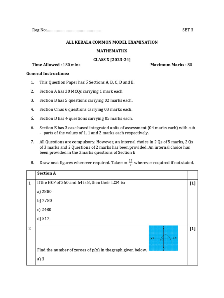 Mathematics X Standard - Set 3 | PDF | Circle | Sphere