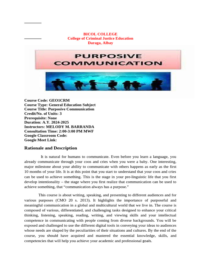 MODULE. Purposive Communication 2024 | PDF | Public Speaking ...